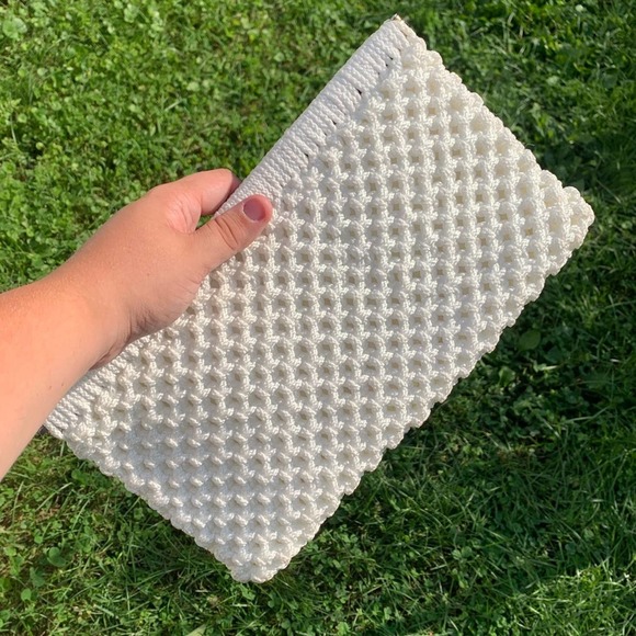 Bags | Handmade White Rope Clutch With Lining | Poshmark